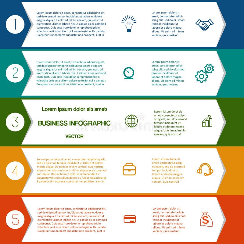 Infographic Arrows Template Five Positions Stock Vector - Illustration ...