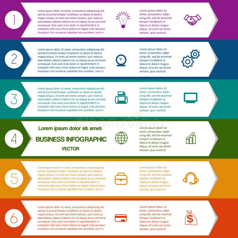 Infographic Arrows Template Six Positions Stock Vector - Illustration ...