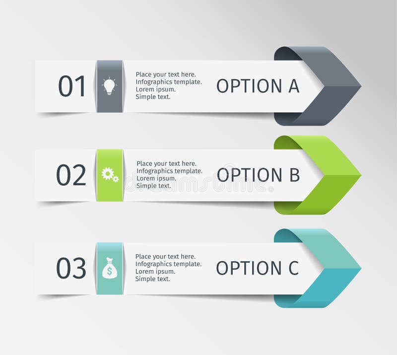 Infographic Arrows with 3 Step Up Options and Glass Elements. Vector ...