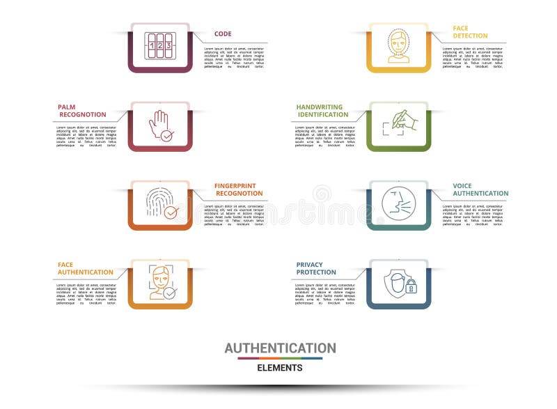 Infographic Authentication Template. Icons in Different Colors. Include ...