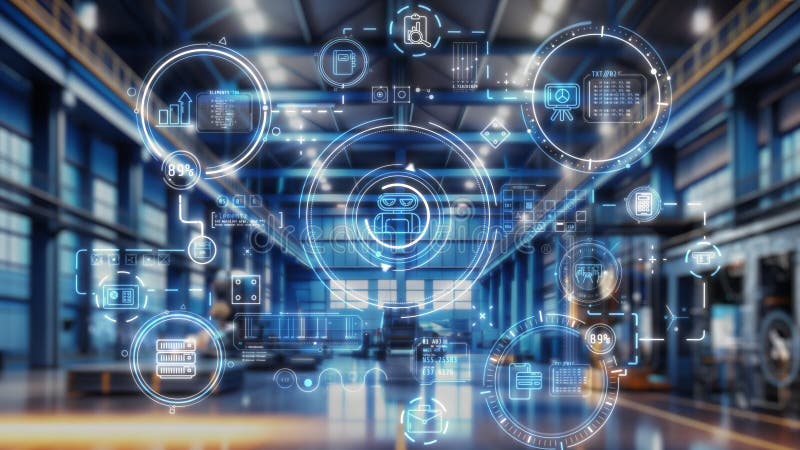 Infographic about Automation of Production and Workshops. Stock Footage ...