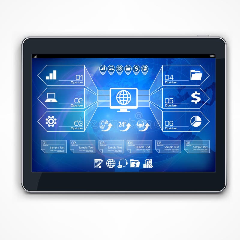 Infographic on Blue Tablet Screen Stock Vector - Illustration of blue ...