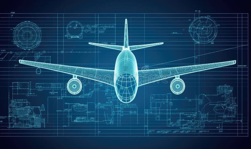 Infographic Blueprint Displays the Precise Technical Details of a Plane ...