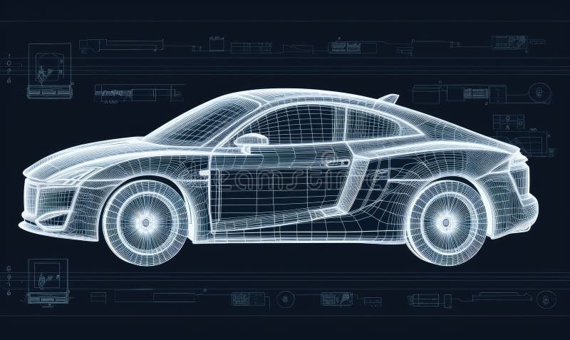 Infographic Blueprint Presents a Comprehensive Technical Drawing of Car ...