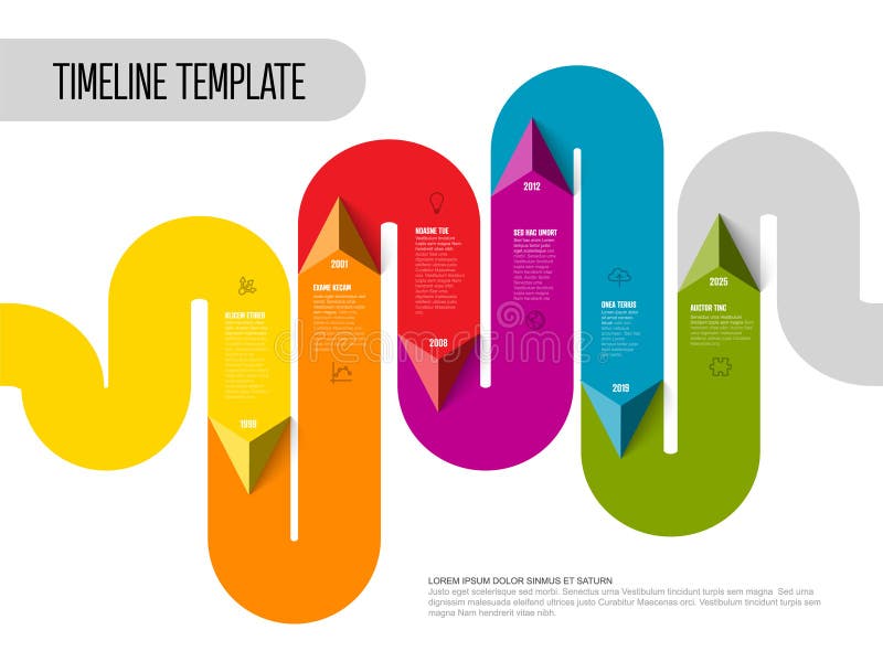 Infographic Bold Solid Color Timeline Template with Up and Down ...