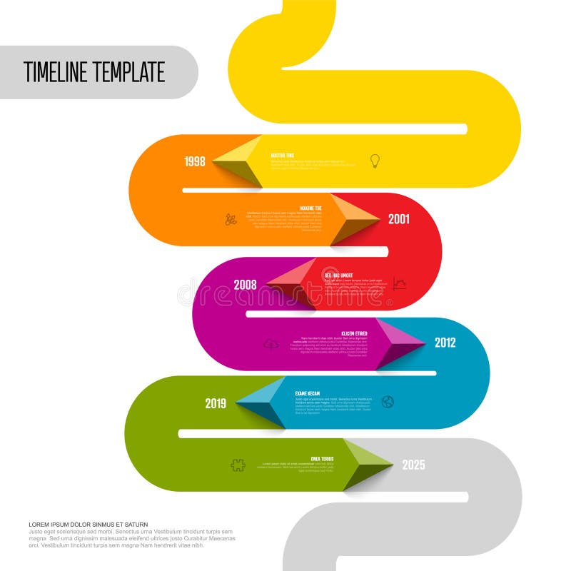 Simple Vertical Infographic Timeline Template Made from Dark Gray Paper ...