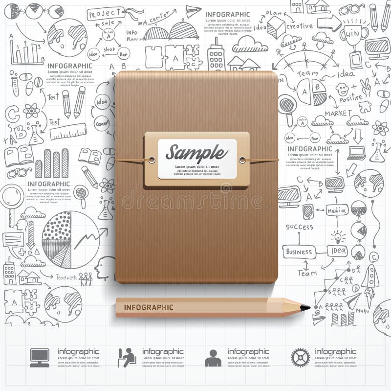 Infographic Book with Doodles Line Drawing Success Strategy Stock ...