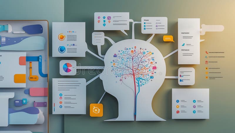 Infographic Brain Diagram for Data and Learning Stock Illustration ...