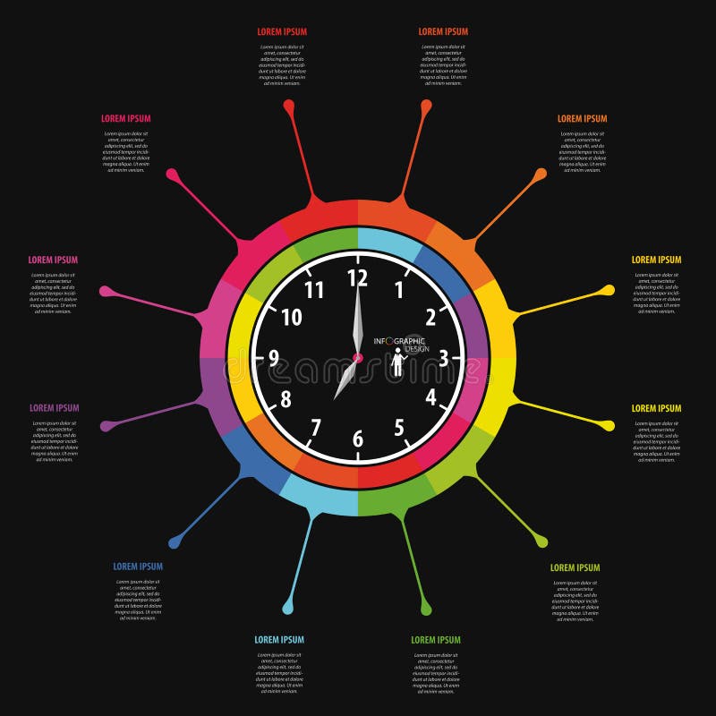 Clock circle infographic stock vector. Illustration of creative - 70959985