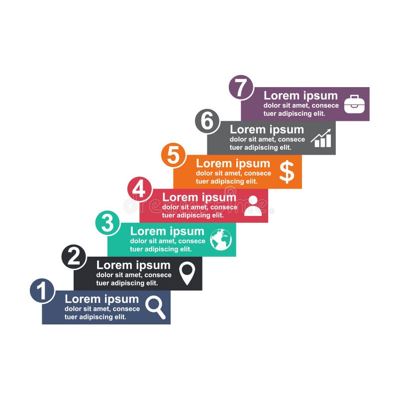 7 Steps Infographic Chart Template for Data Presentation, Seven Option ...