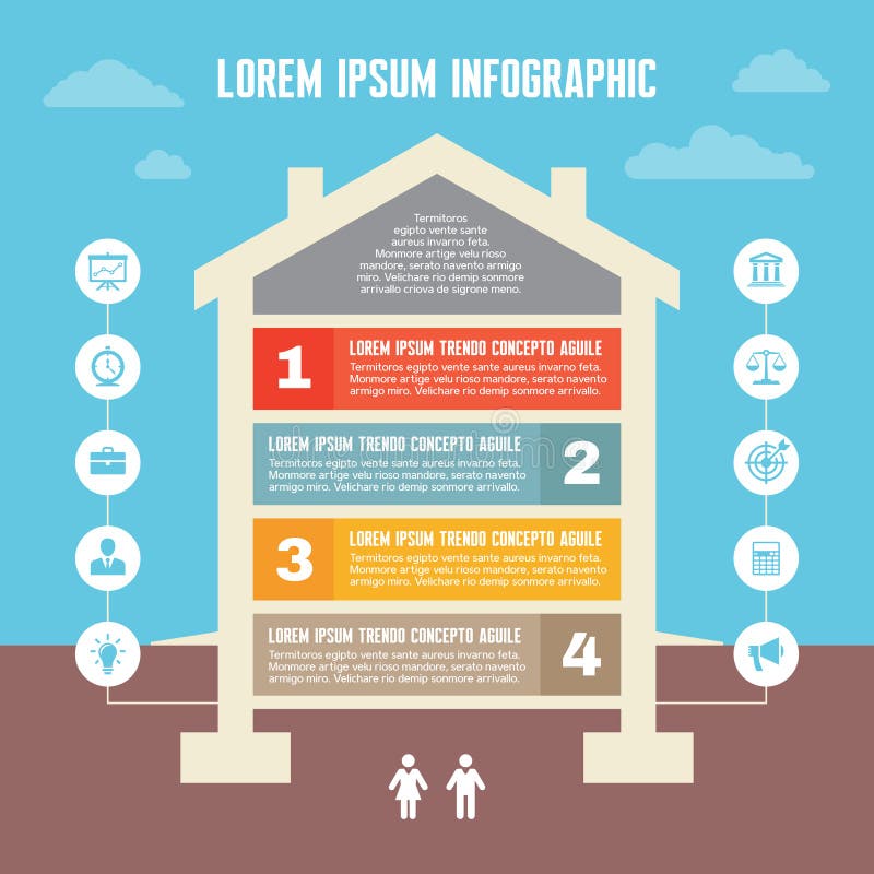Infographic Business Concept - House Illustration in Flat Design Style ... Infographic Business Concept - House Illustration in Flat Design Style ...