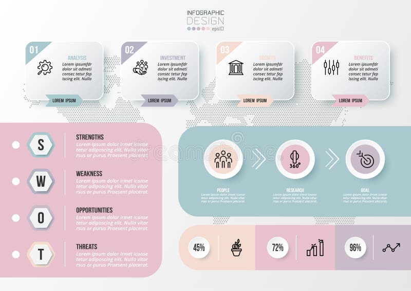 Business Concept Infographic Template with Swot Analysis Stock Vector ...