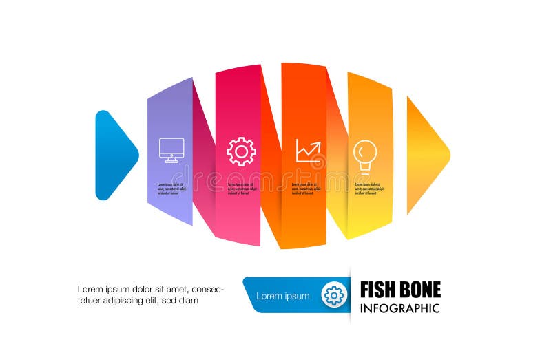 6 Step Orange Tone Infographic Business Fish Bone Chart Stock ...