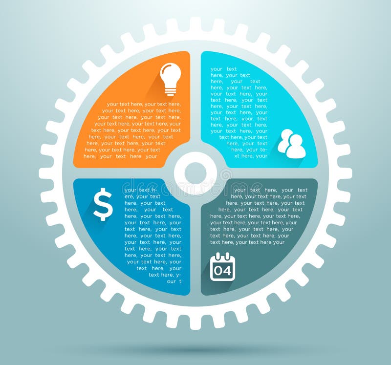 Infographic Business Flat Cog Graphic Stock Vector - Illustration of ...
