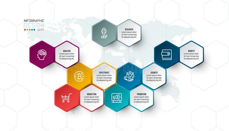 Business Hexagon Net Labels Shape Infographic Bar Stock Vector ...