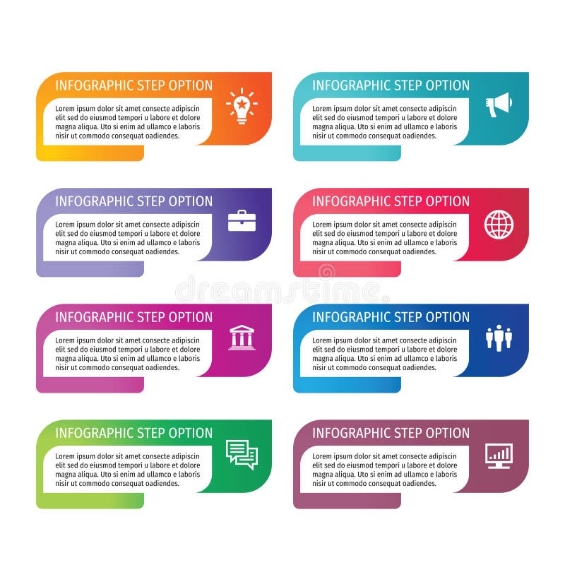 Infographic Business Horizontal Banner Design. Eight Step Options ...