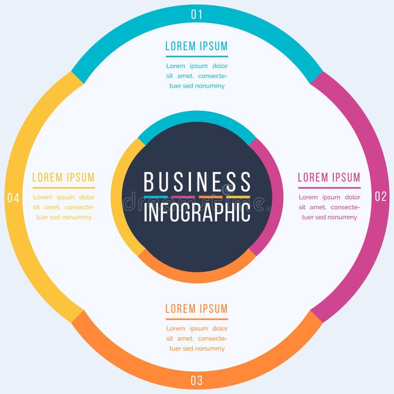 Infographic Business Information Design 4 Objects, Steps, Elements or ...
