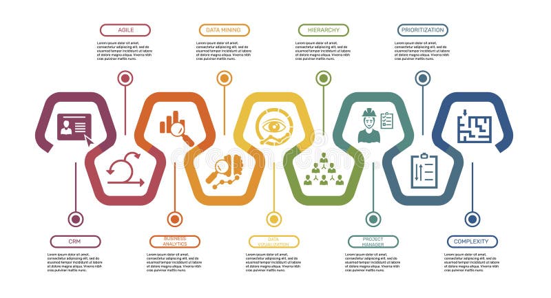 Infographic Business Intelligence Template. Icons in Different Colors ...