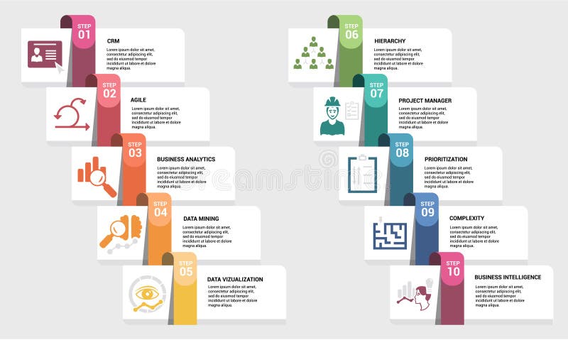 Infographic Business Intelligence Template. Icons in Different Colors ...