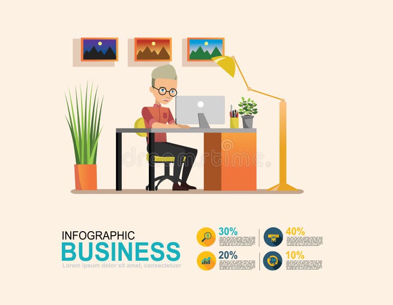 Infographic Business Man Working Stock Vector - Illustration of order ...
