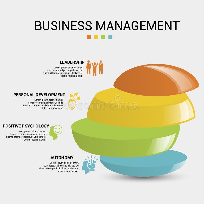 Infographic Business Management Icons Vector Illustration. 4 Colored ...