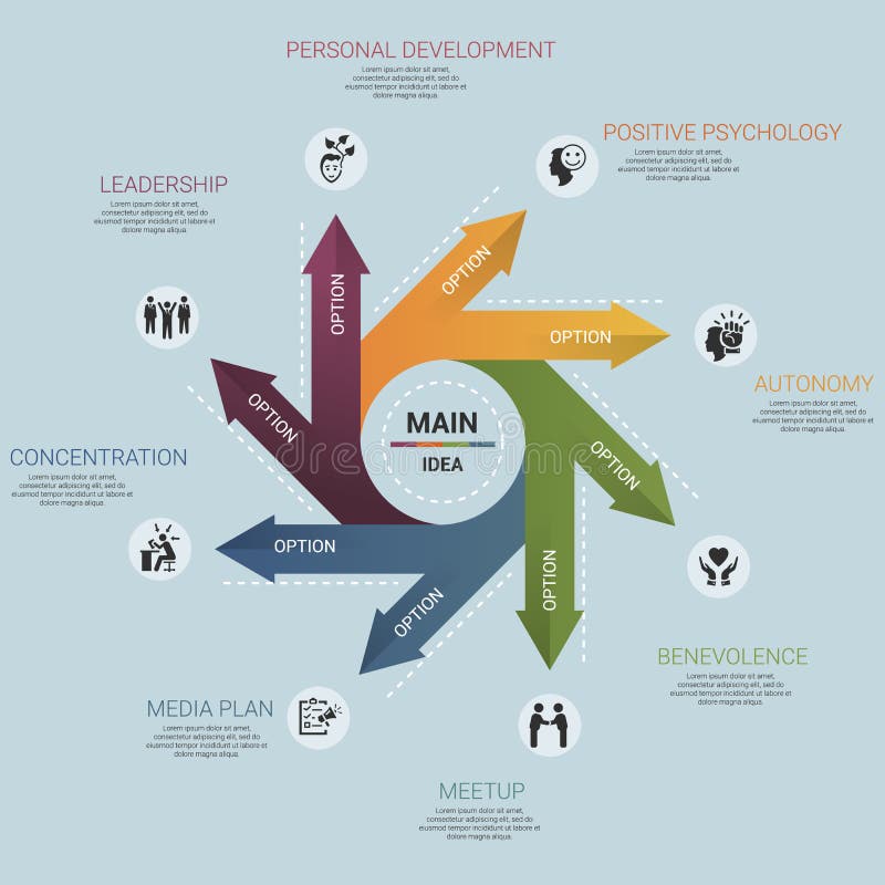 Infographic Business Management Template. Icons in Different Colors ...
