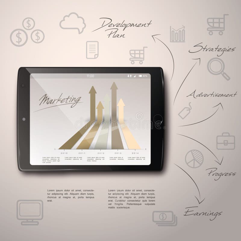 Infographic of Business Plan on Tablet. Vector Illustration Decorative ...