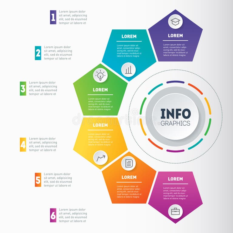 Infographic or Business Presentation with 6 Options. Vector Dynamic Infographics of Technology ...