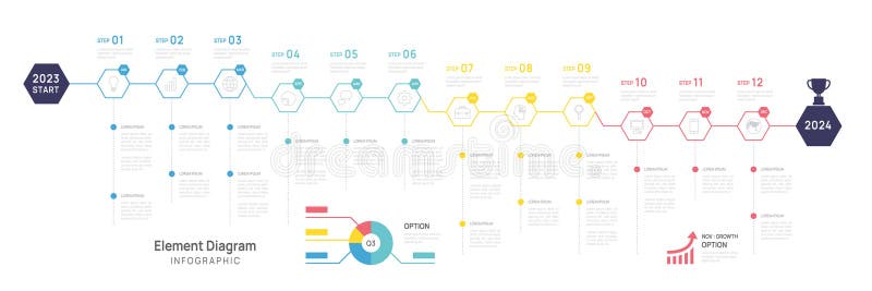 Infographic Business Template. 12 Months Modern Timeline Element ...
