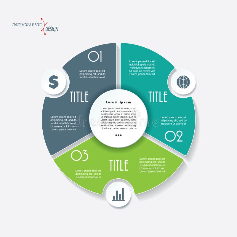 Infographic Business Template with 3 Segments and Circle. Stock Vector ...