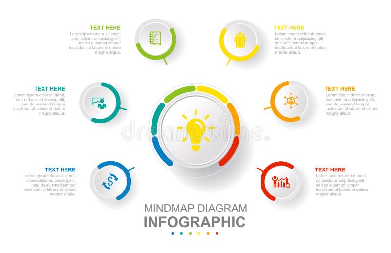 Infographic Business Template. 6 Steps Modern Mindmap Diagram with ...