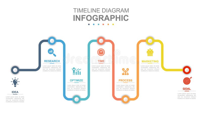 6 Steps Modern Timeline Diagram with Line Graph. Stock Vector ...