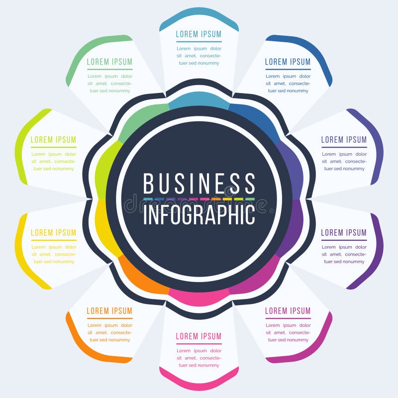 Infographic Business Template 10 Steps, Objects, Elements or Options ...