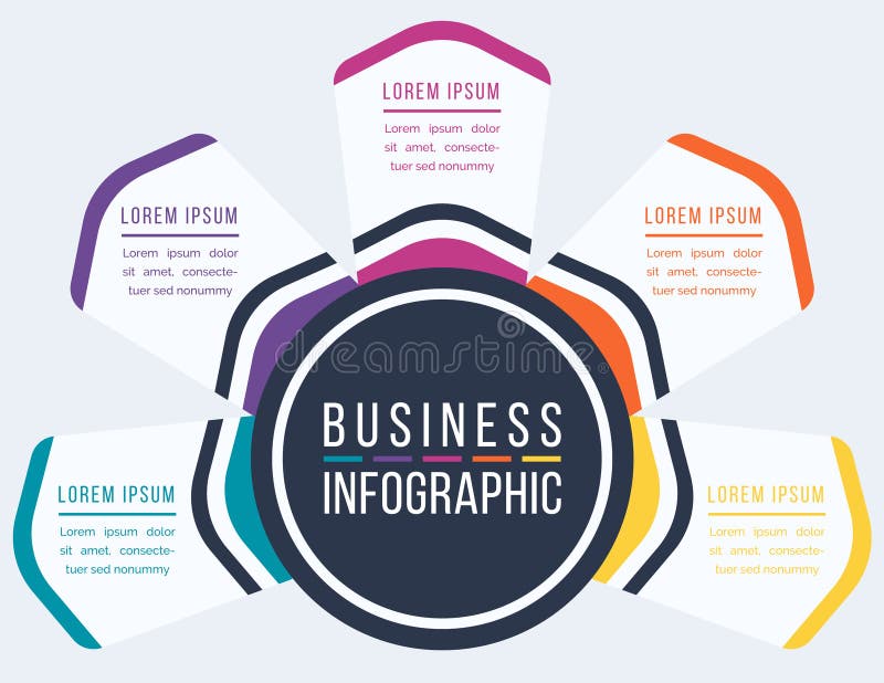 Infographic Business Template 5 Steps, Objects, Elements or Options Business Information ...