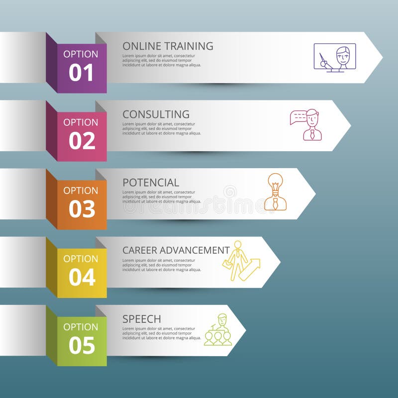 Infographic Business Training Icons Vector Illustration. 5 Colored ...