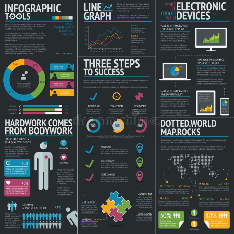 Black Infographic Business Brochure Elements in Vector Format Stock ...