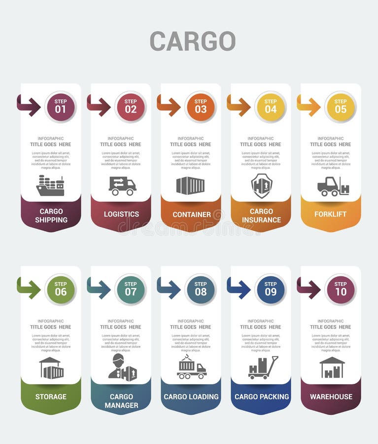 Infographic Cargo Template. Icons in Different Colors. Include Cargo ...