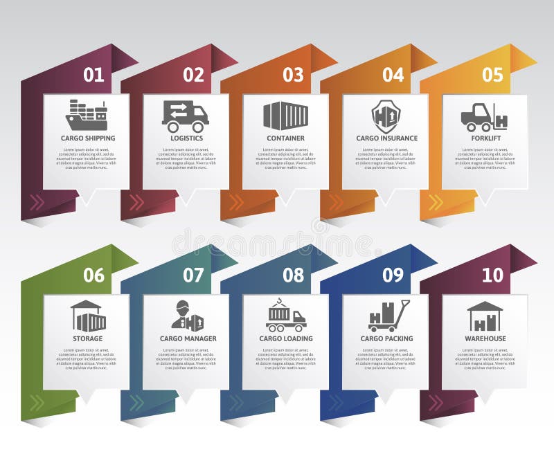 Infographic Cargo Template. Icons in Different Colors. Include Cargo ...
