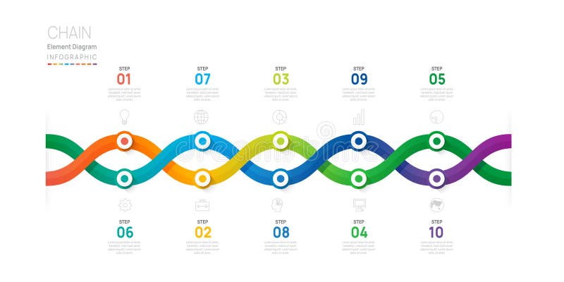 Infographic Chain Template for Business. 10steps Stock Vector ...