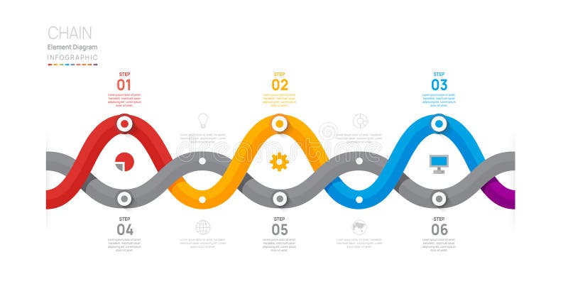 Infographic Chain Template for Business. 10steps Modern Timeline ...