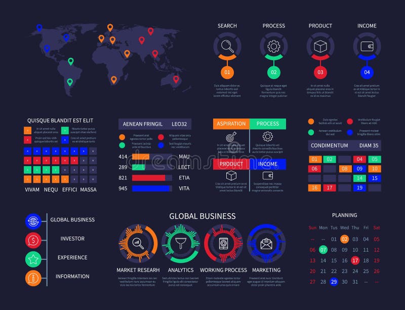 Infographic Chart Analysis Dashboard Data Info Chart World Map Hud User ...