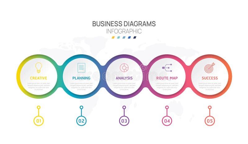 Infographic Charts Template for Business. 5 Steps Modern Mind Map ...