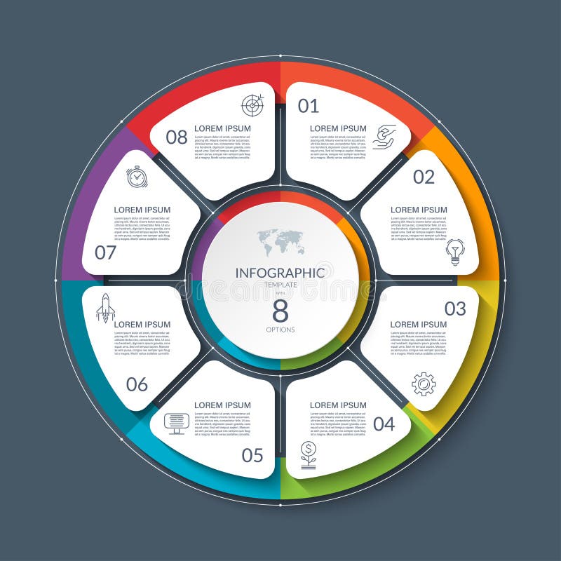 Infographic Circle with 8 Options, Parts. 8-step Cycle Diagram for ...