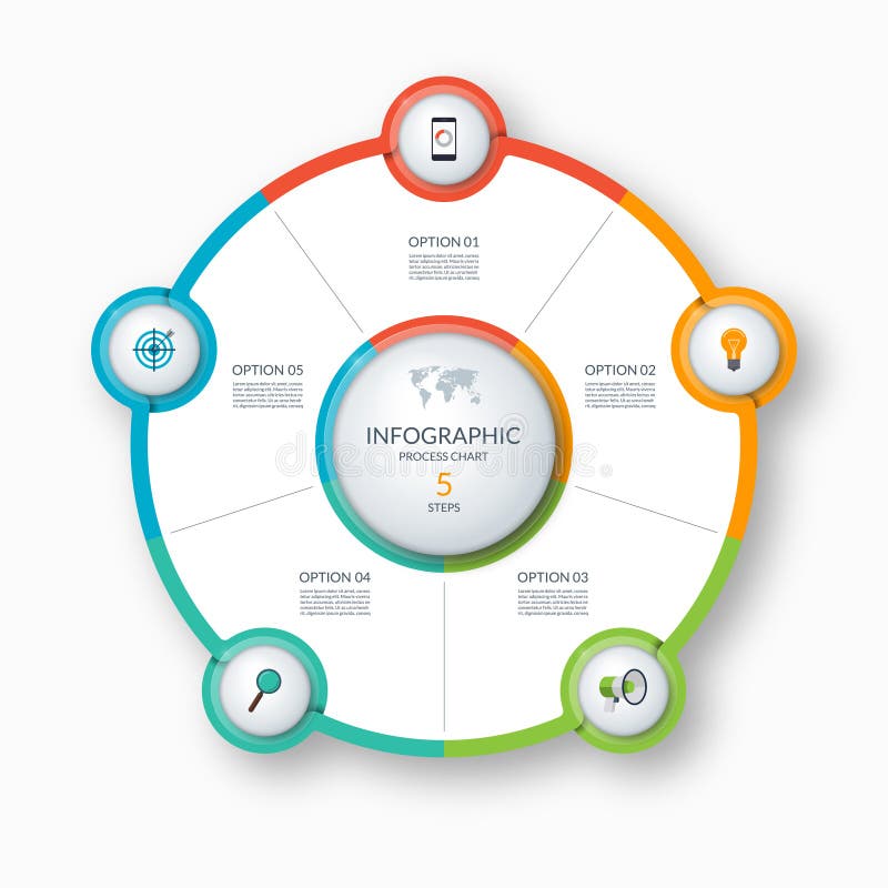 Infographic Circle, Process Chart, Cycle Diagram. 5 Steps Stock Vector ...