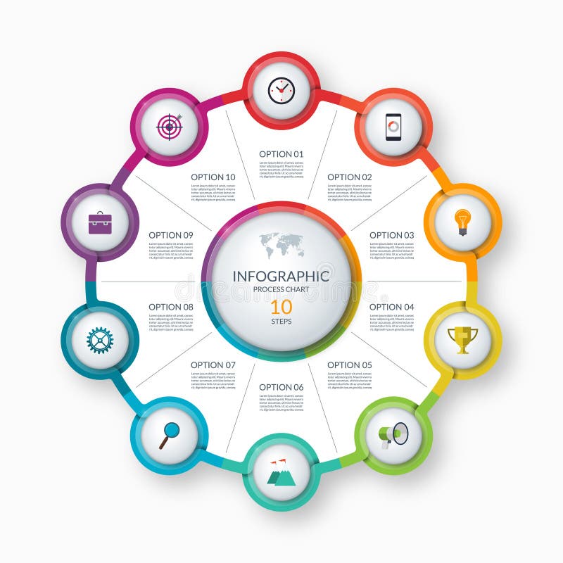 Infographic Circle, Process Chart, Cycle Diagram. 10 Steps Stock Vector ...