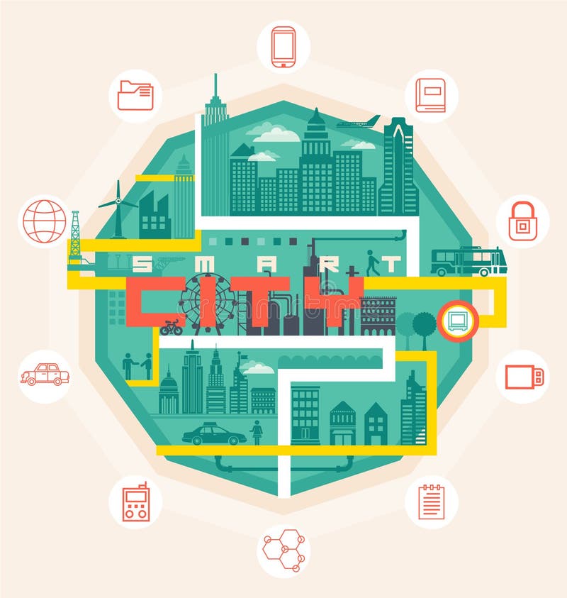 Infographic City Map with Building Icons, Vector Illustrator Stock ...