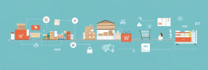 Grocery Order Flow Infographic Illustrating Steps from Selection To ...