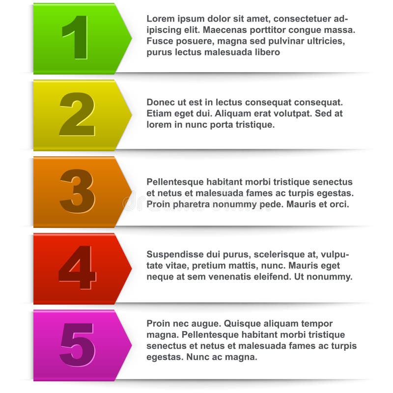 Infographic Color List with White Copy Space. Stock Vector ...