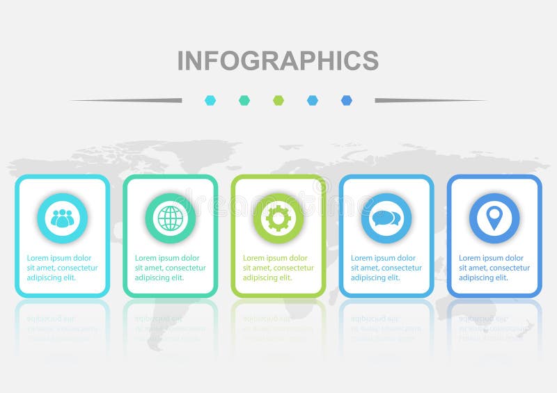 Infographic 5 Colorful Badges Template Design with Reflect Stock Vector ...