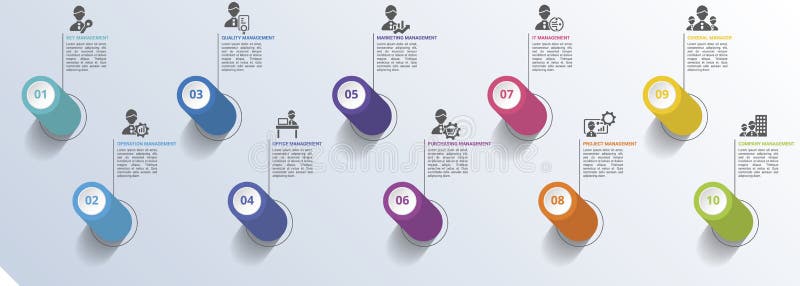 Infographic Company Management Icons Vector Illustration. 10 Colored ...